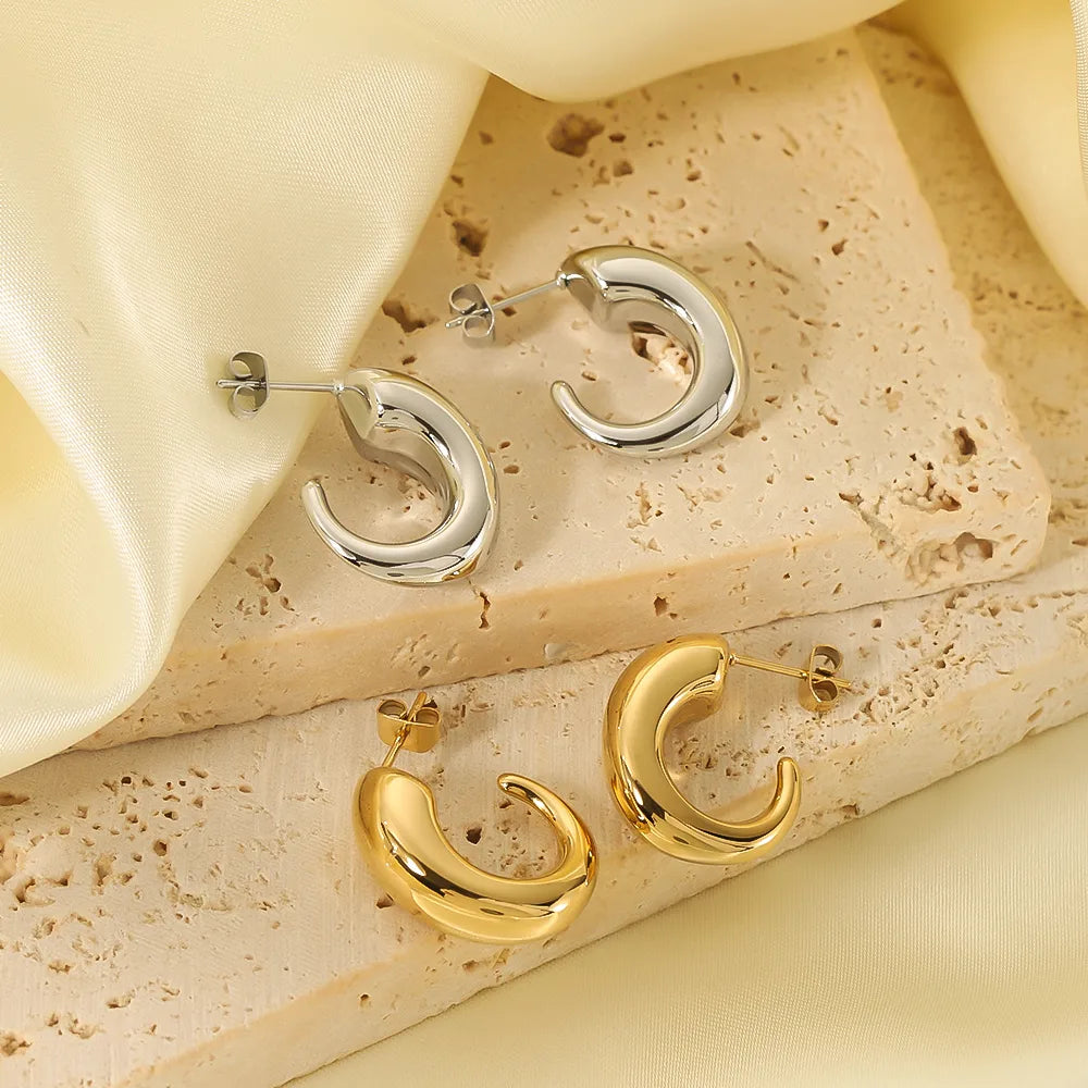 1 Pair IG Style Vintage Style Simple Style C Shape Solid Color Plating ...