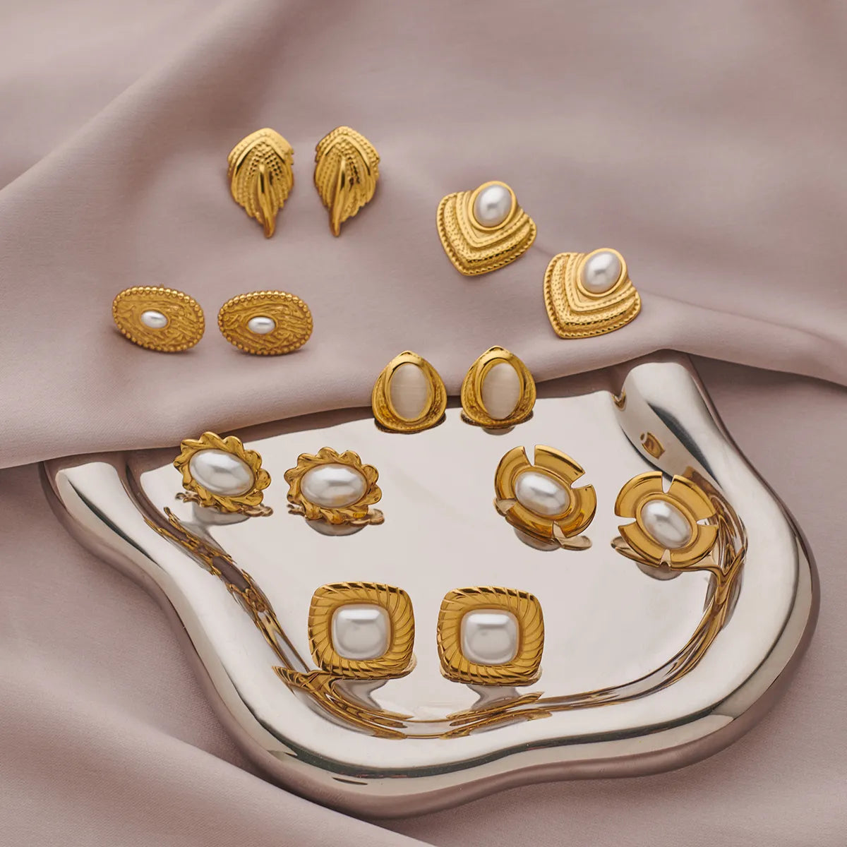 1 Pair Luxurious Classic Style Irregular Quadrilateral Plating Inlay 3 ...