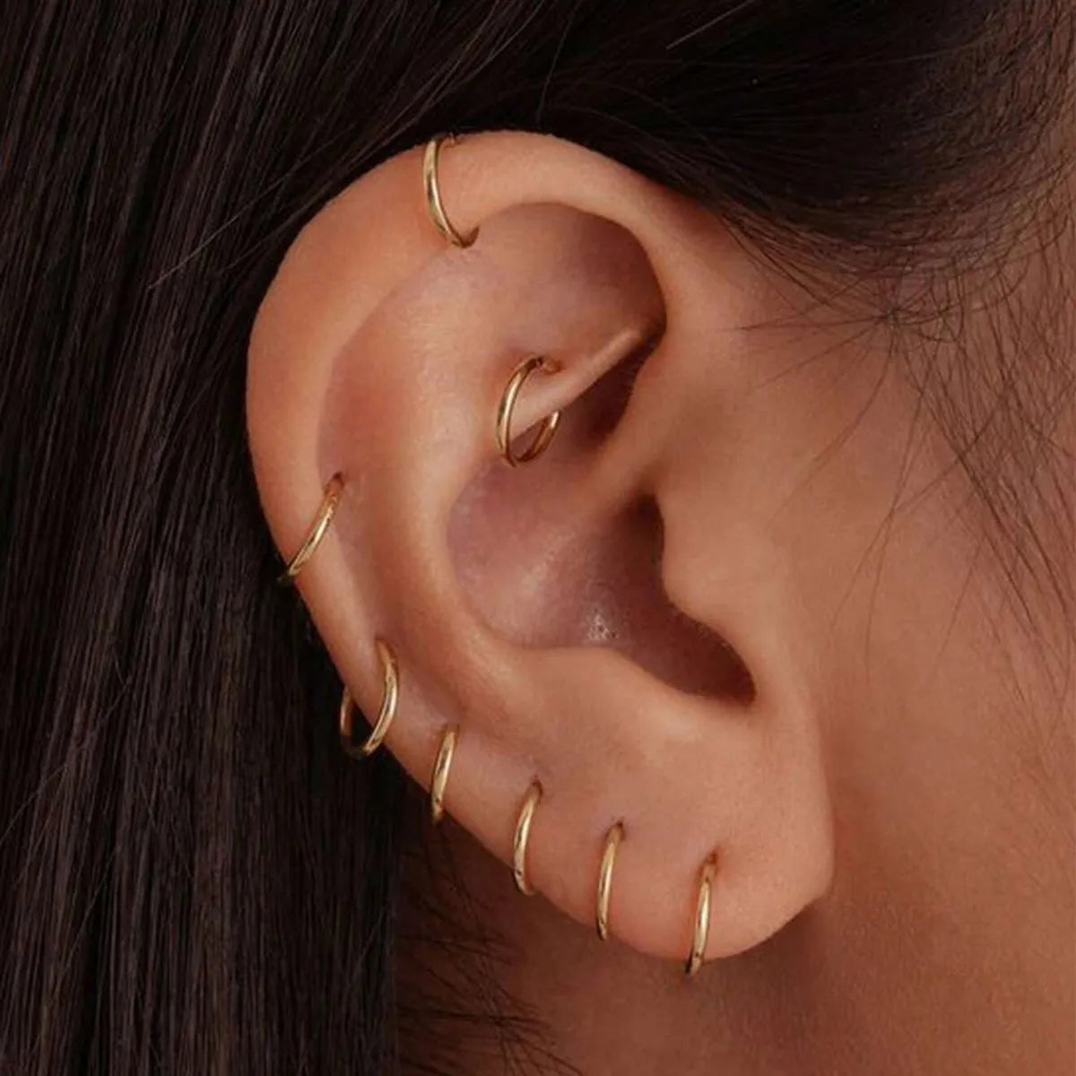5 Pairs Basic Round Plating 304 Stainless Steel 14K Gold Plated Cartil ...