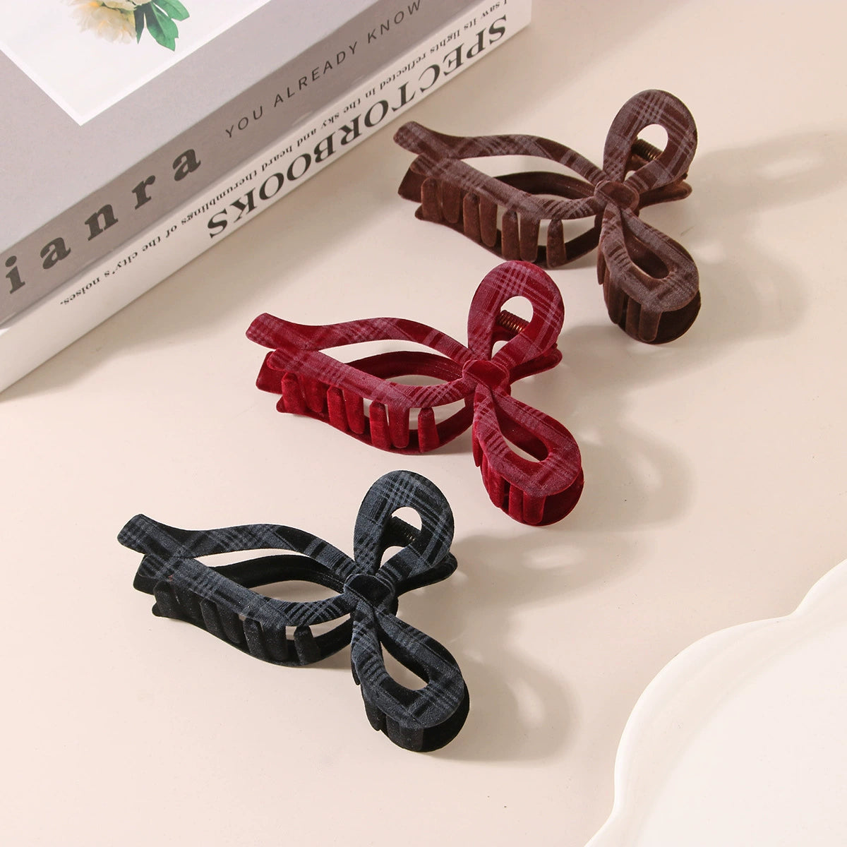 Academy Style Plaid Flocking Handmade Women's Hair Clip – GoodDiy