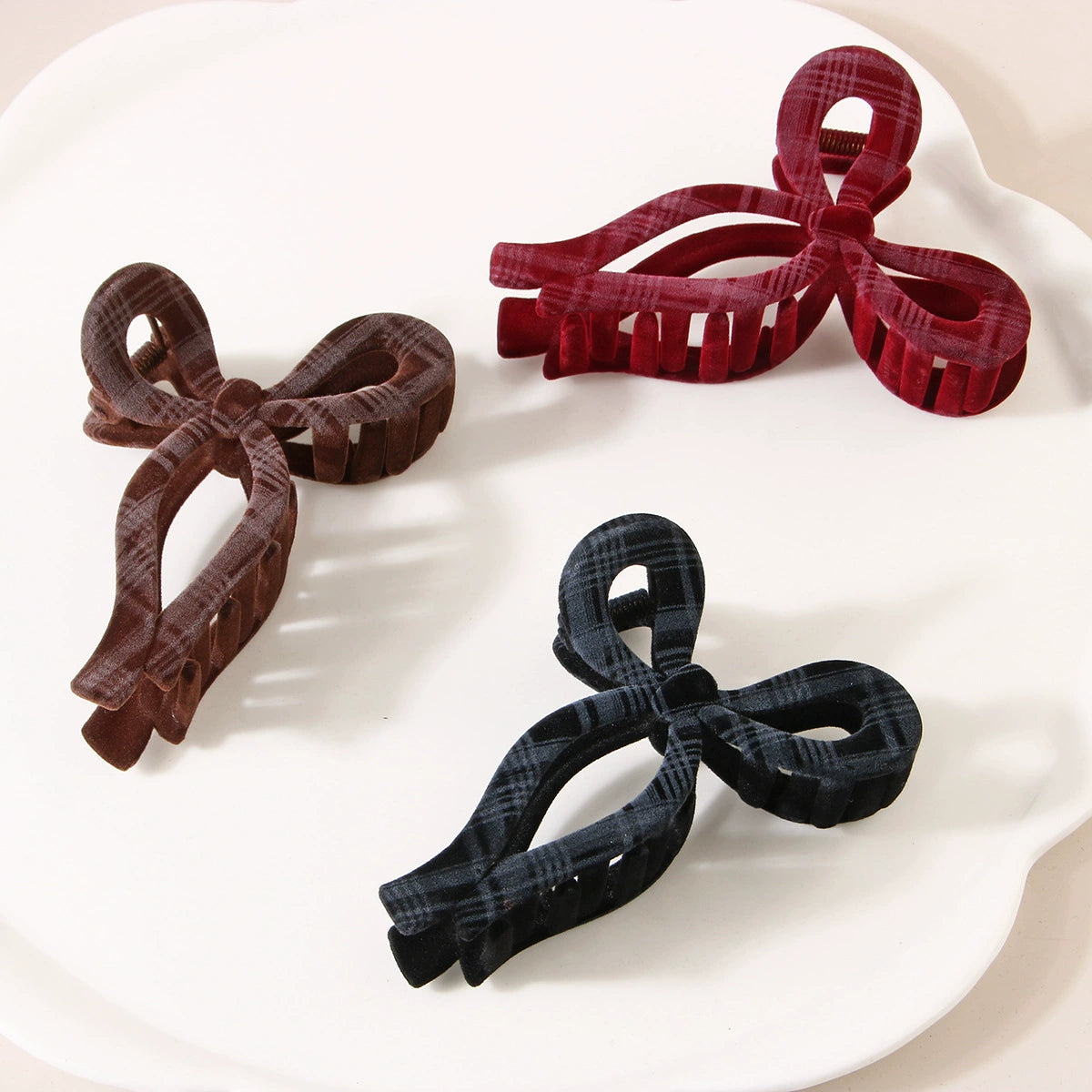 Academy Style Plaid Flocking Handmade Women's Hair Clip – GoodDiy