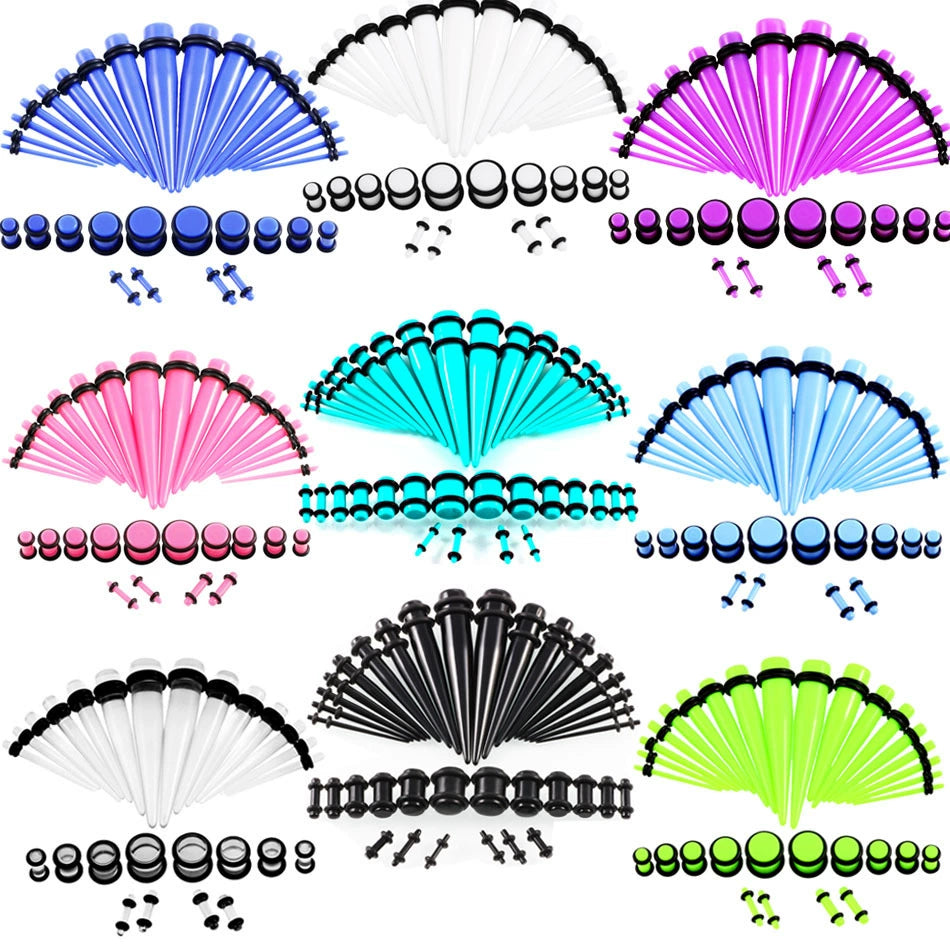 Acrylic Hiphop Geometric Ear Expander Earrings Piercing Jewelry Set ...