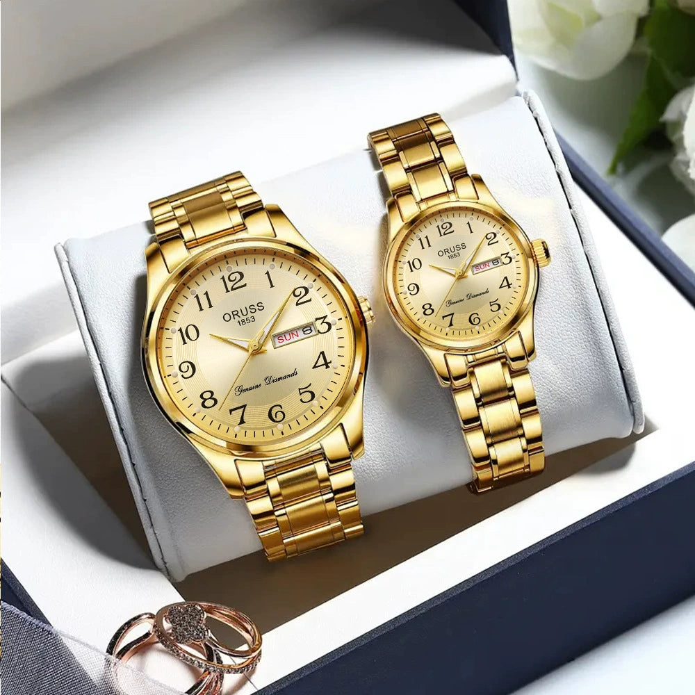 Alloy Band Calendar Waterproof Quartz Watch For Middleaged And Elderly ...