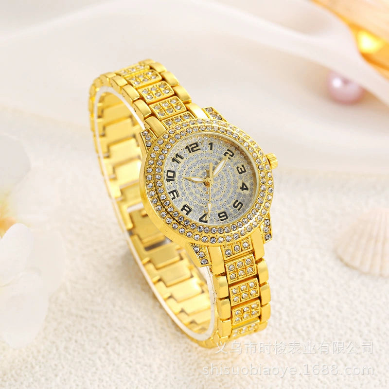 Alloy Band Round Dial Quartz Watch Hip Hop Style Full Diamond – GoodDiy