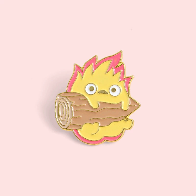 Alloy Cartoon Character Flame Holding Wood Shape Brooch With Baking ...