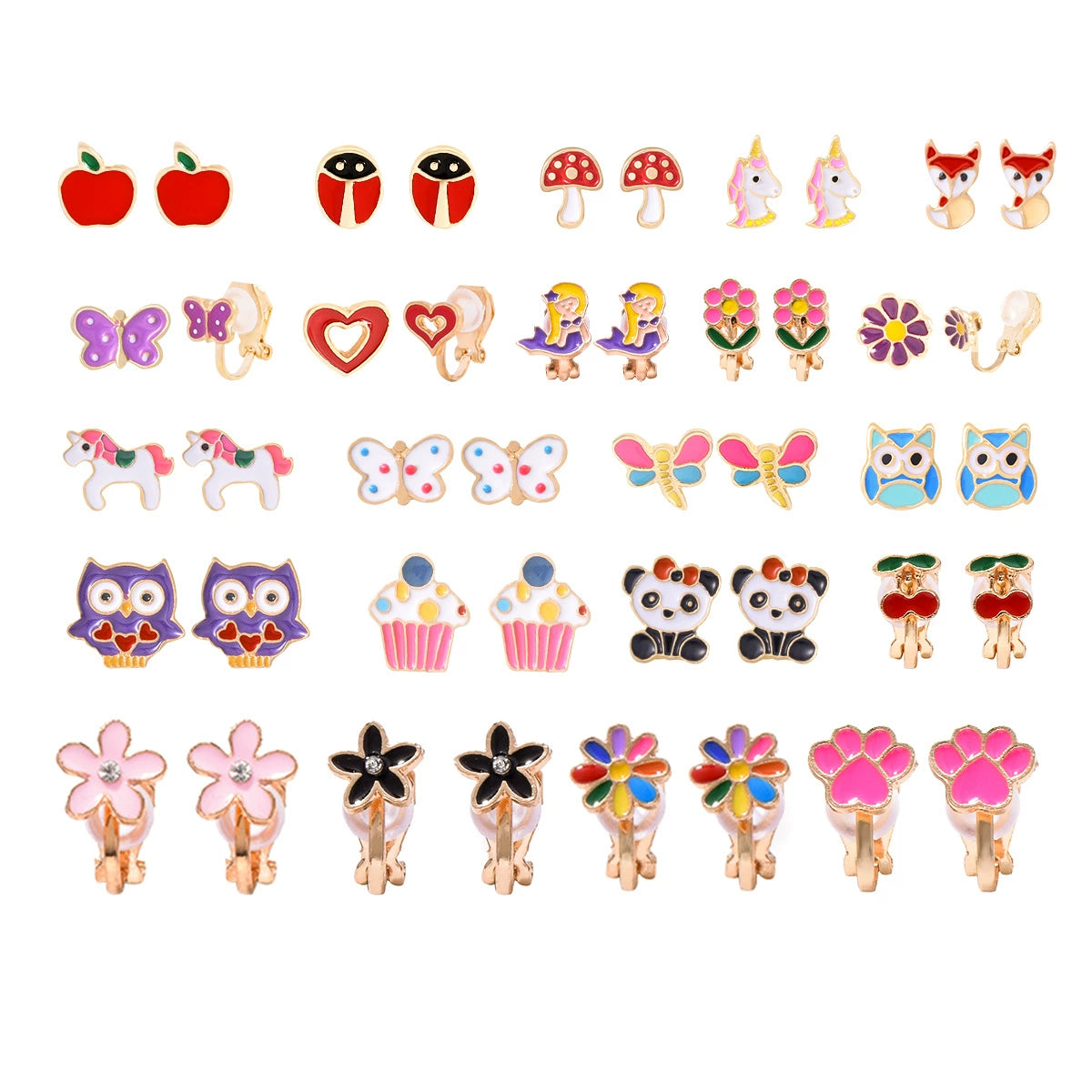 Alloy Cartoon Cute Dripping Oil Animal Flower Women's Ear Clips – GoodDiy