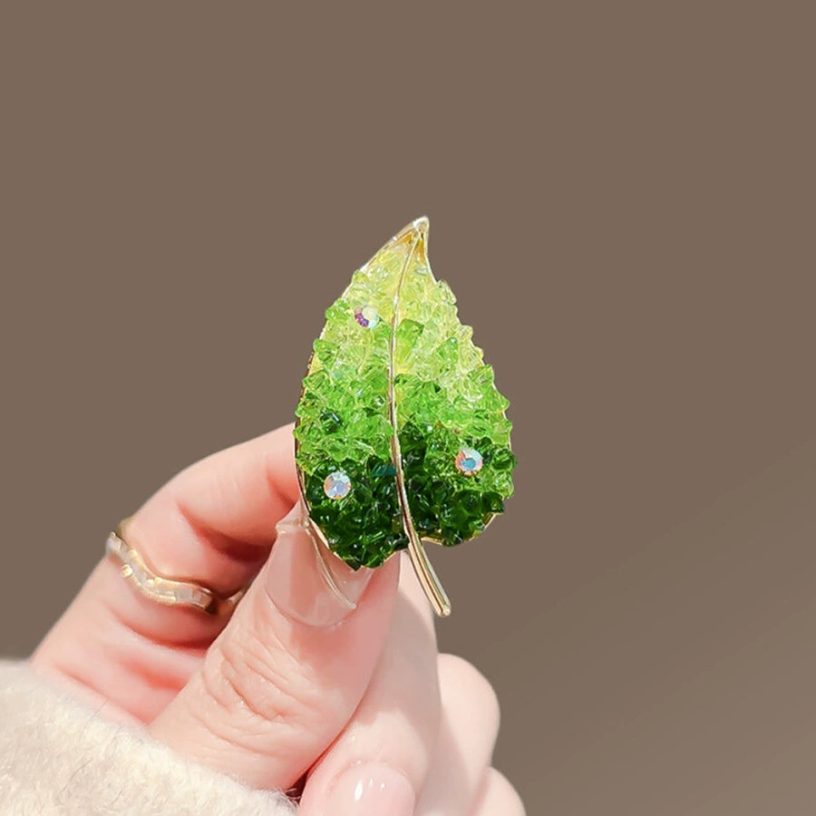 Alloy Green Leaf And Flower Brooch With Electroplating For Women – GoodDiy