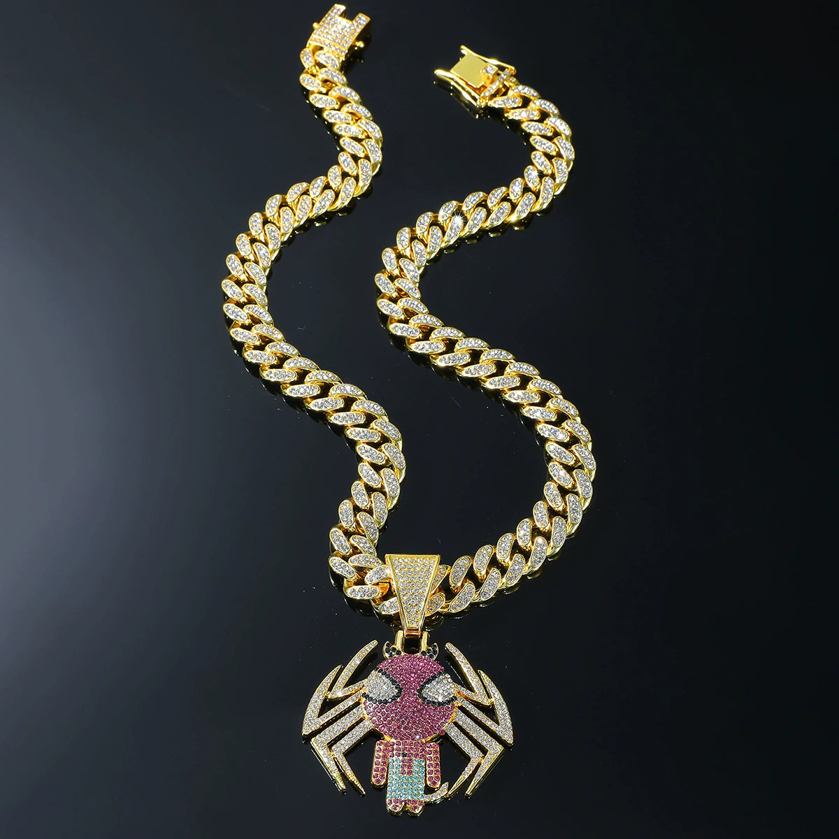 Alloy Hiphop Animals Zodiac Spider Pendant Necklace With Diamond Cuban ...