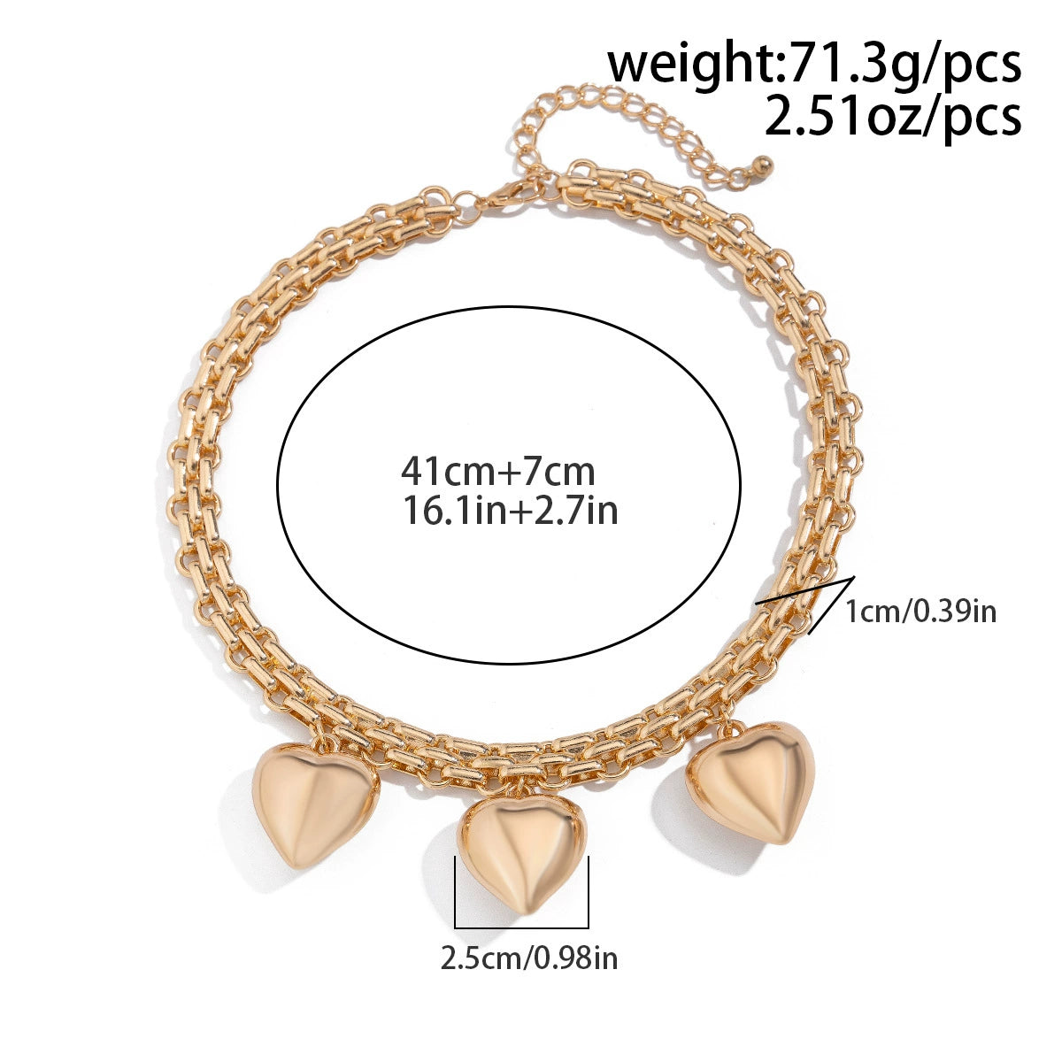 Alloy Hiphop Style Love Pendant Chain Necklace With Heart And Star ...