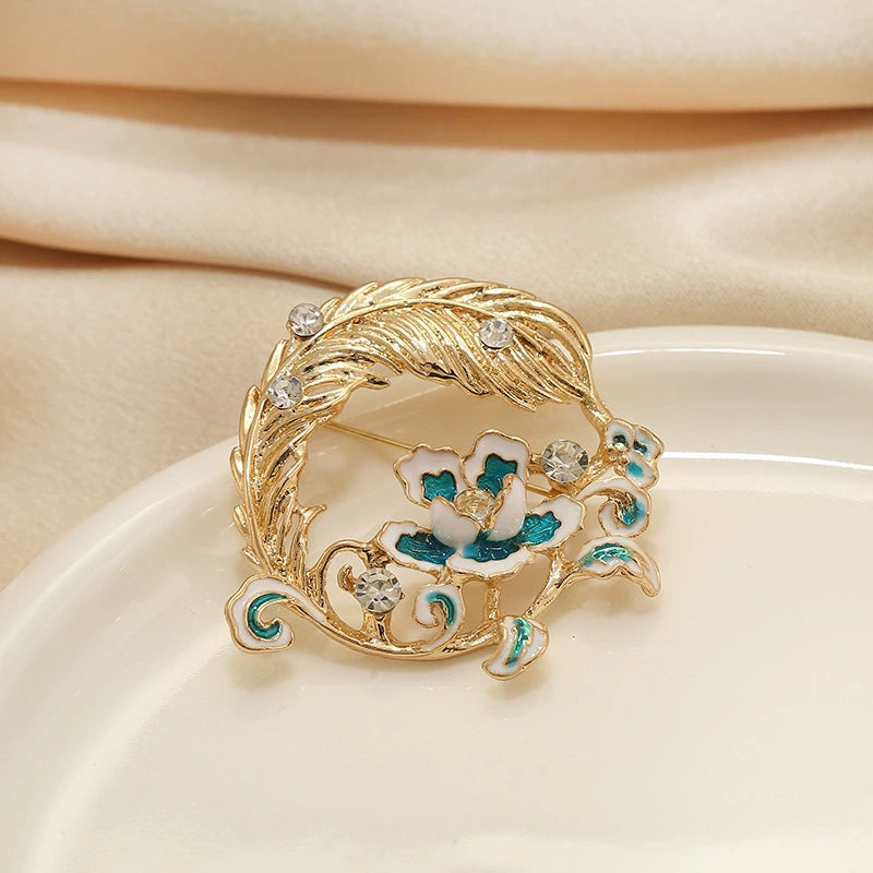 Alloy Peony Feather Flower Brooch With Electroplating For Women – GoodDiy