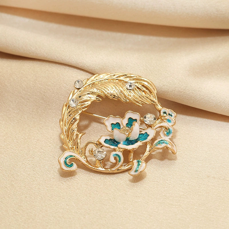 Alloy Peony Feather Flower Brooch With Electroplating For Women – GoodDiy