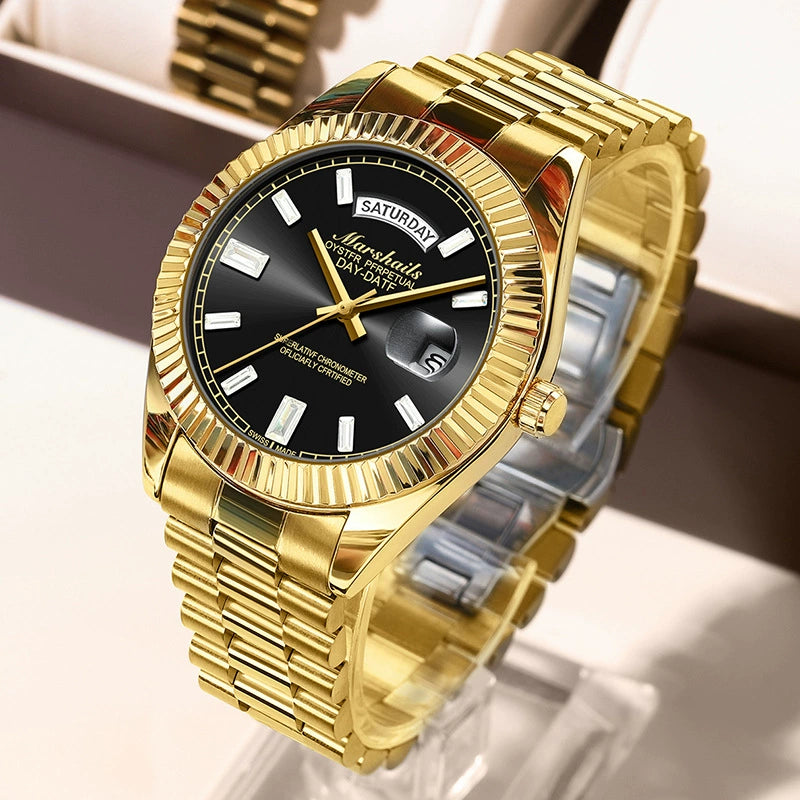 Alloy Solid Steel Band Automatic Hollow Fake Mechanical Couple Watches ...