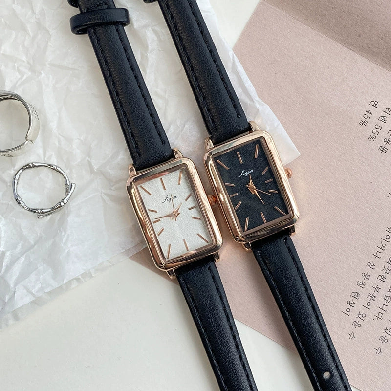 Alloy Square Retro Simple Quartz Watch For Female With Ordinary Glass ...
