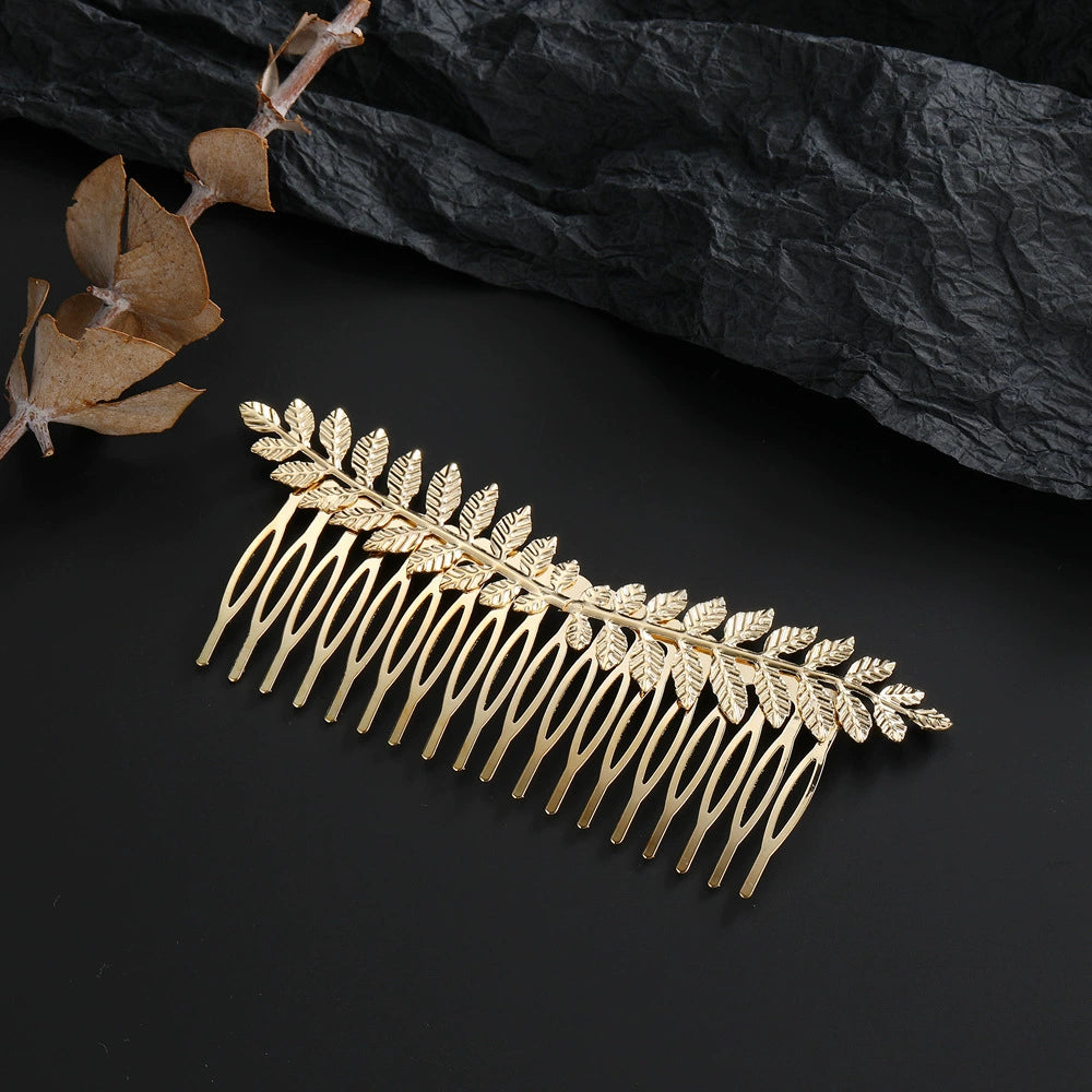 Alloy Two Leaf Insert Hair Comb For Women With Electroplating Design ...