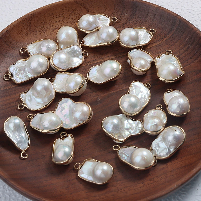 Baroque Fishtail Gilt Copper Goldplated Natural Freshwater Pearl ...