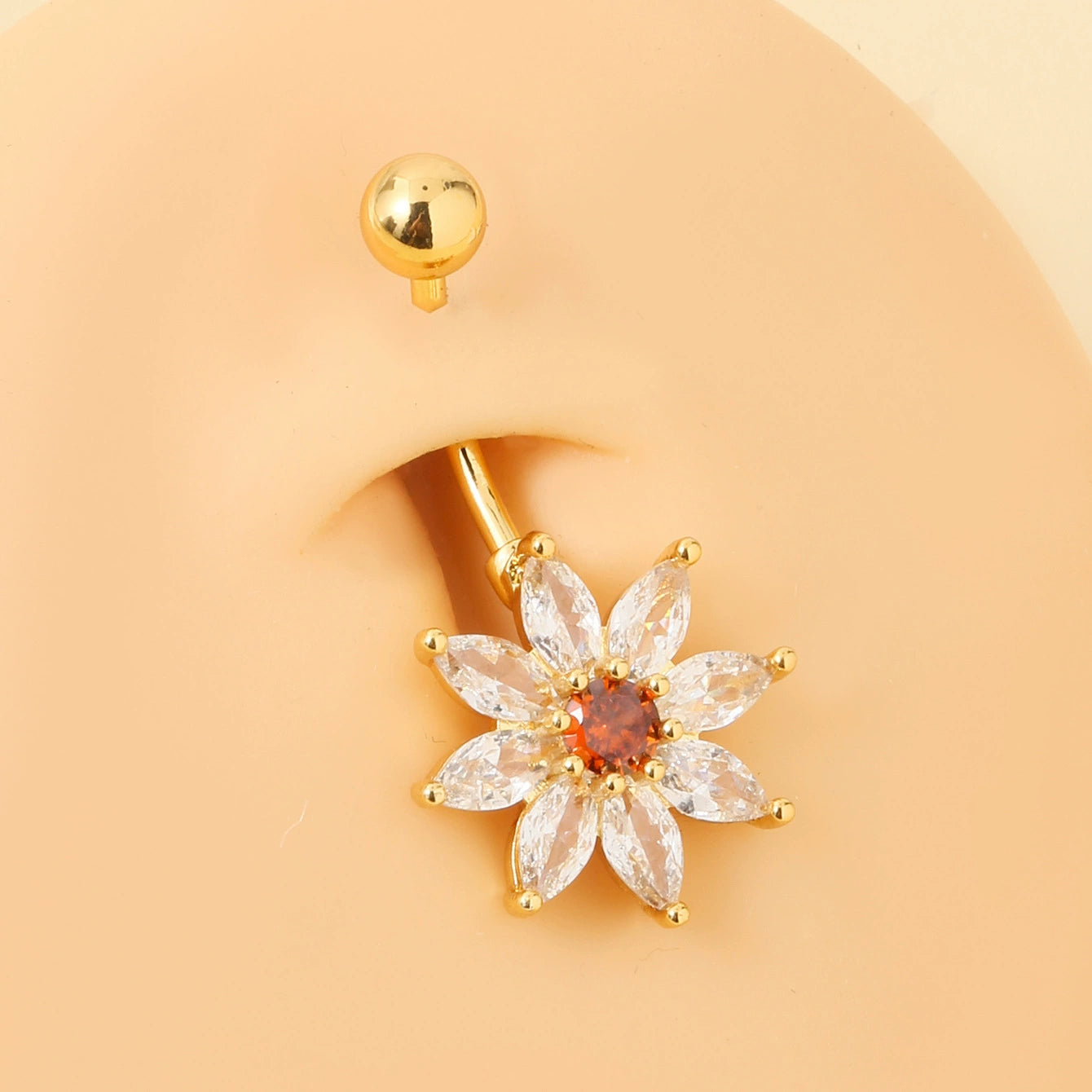 Body Piercing Jewelry Stainless Steel Snowflake Flower Navel Ring Elec ...