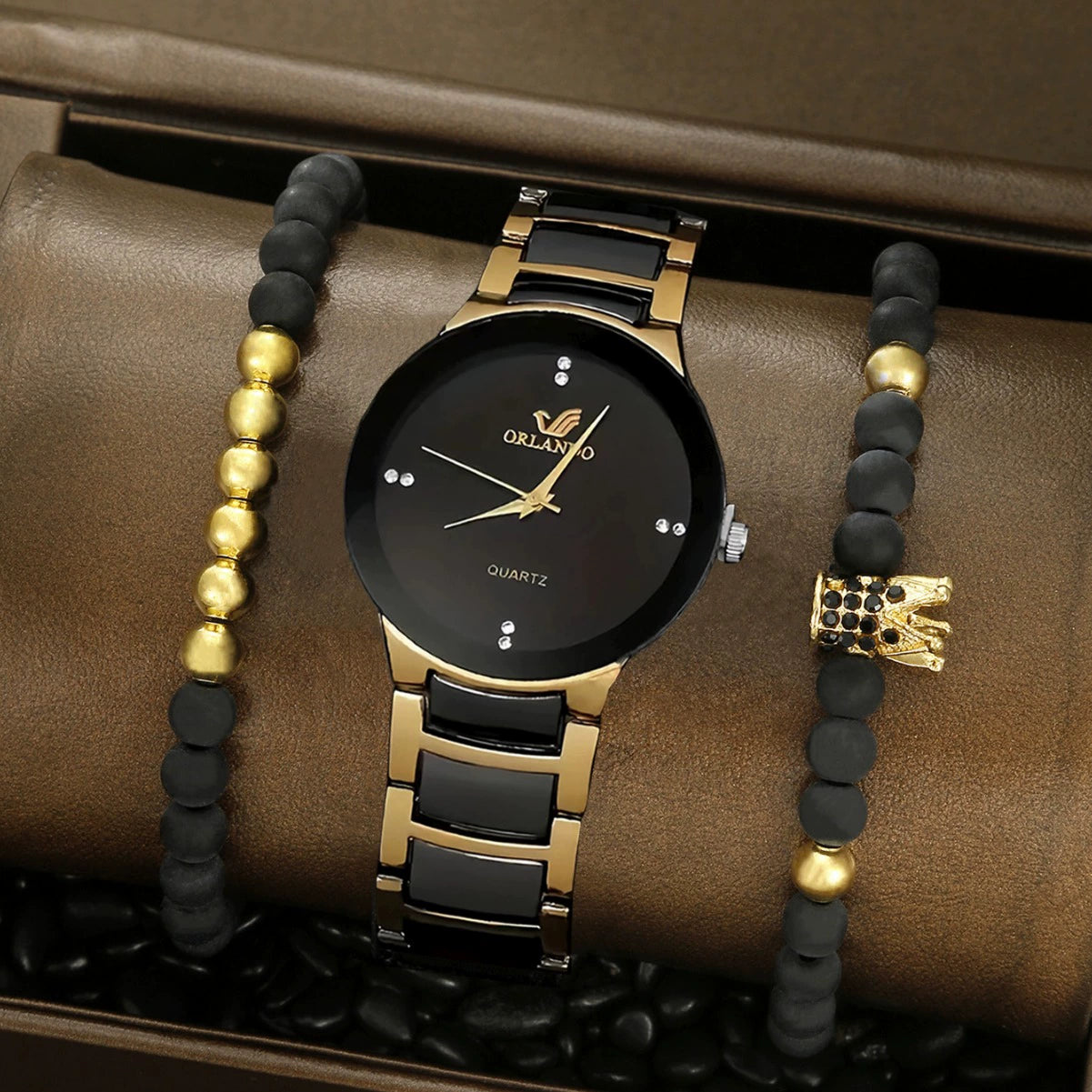 Business Gear Dial Quartz Men's Watch Alloy Case Stainless Steel Strap ...