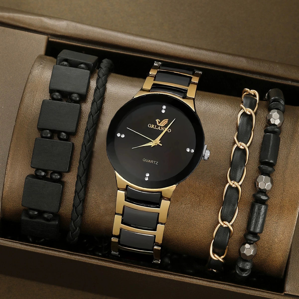 Business Gear Dial Quartz Men's Watch Alloy Case Stainless Steel Strap ...