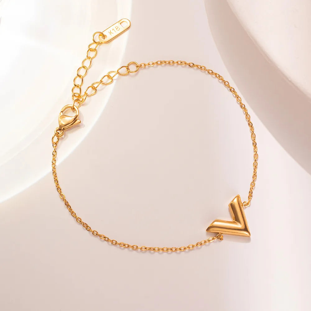 Casual V Shape Titanium Steel Plating Gold Plated Bracelets – GoodDiy