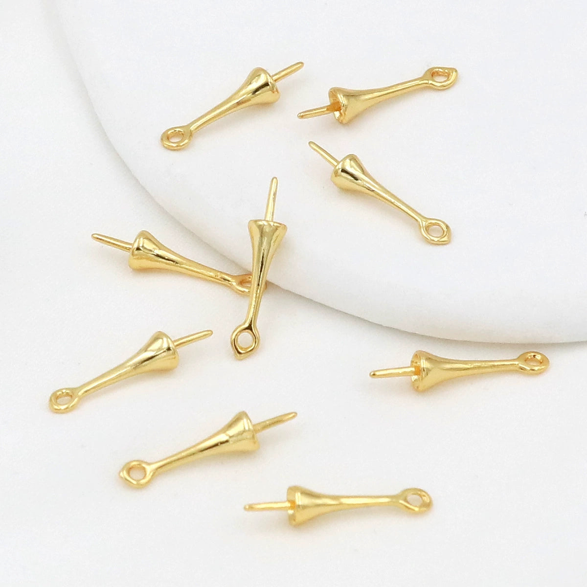 Copper Electroplated 18K Real Gold Belt Hanging Half Hole Pearl Pin ...