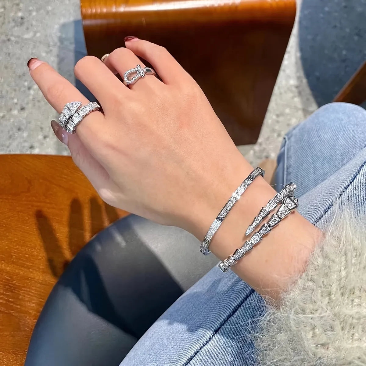 Copper Inlay Snake Rhinestones Bangle – GoodDiy