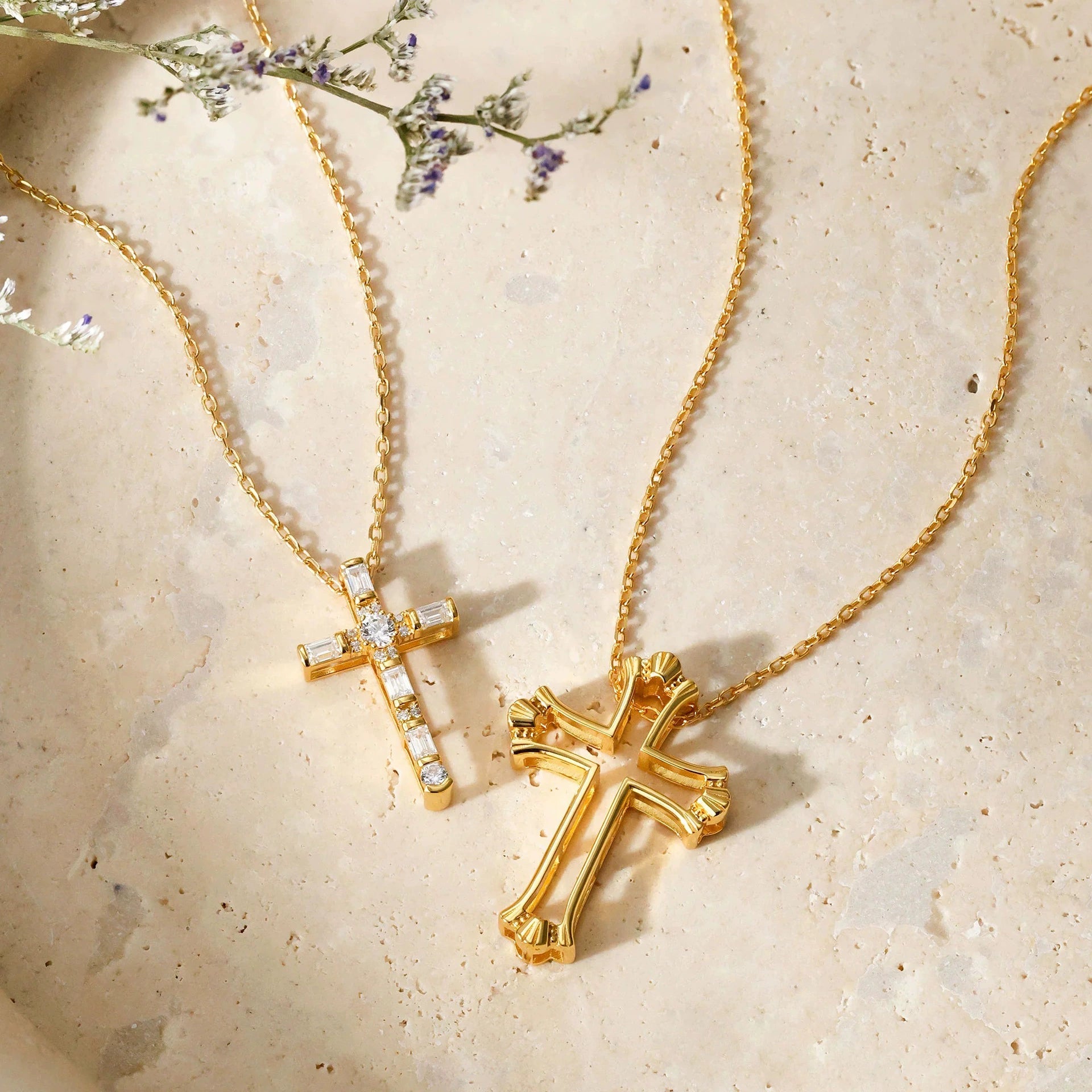 Creative Brass Micropaved Zircon Detachable Double Cross Pendant ...
