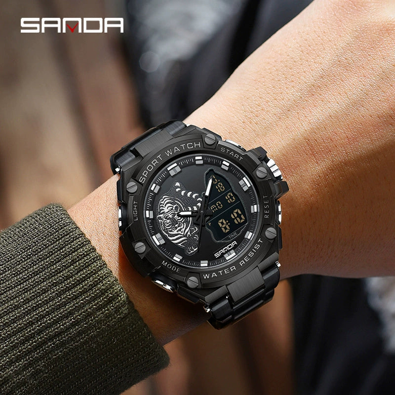 Electronic Watch Steel Band Multifunctional Round Dial Simple Style ...