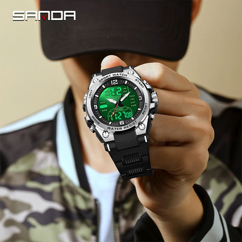 Electronic Watch Tpu Strap Abs Case Acrylic Mirror Round Dial Sports ...