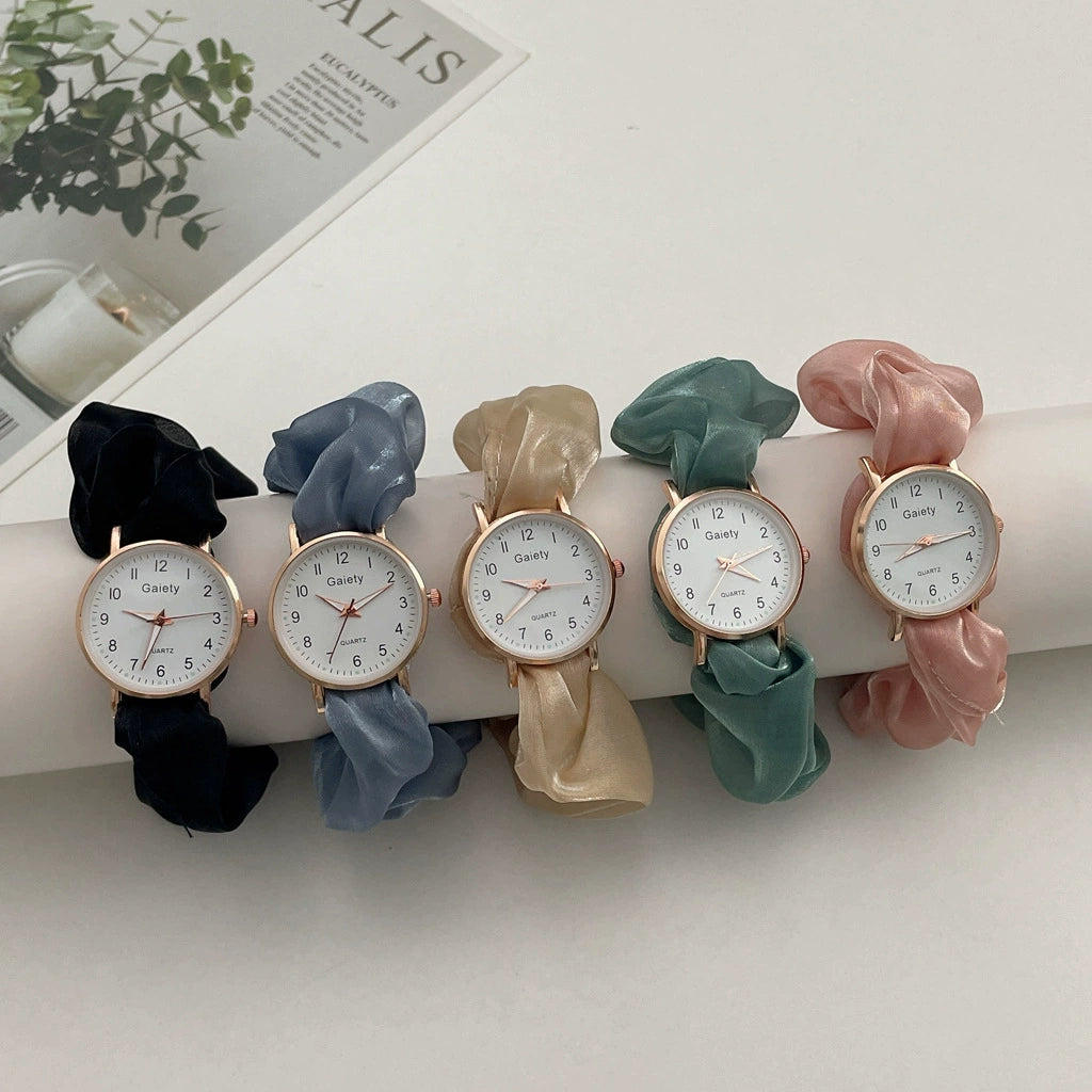 Fashion Ribbon Digital Watch For Female Alloy Case Round Dial – GoodDiy