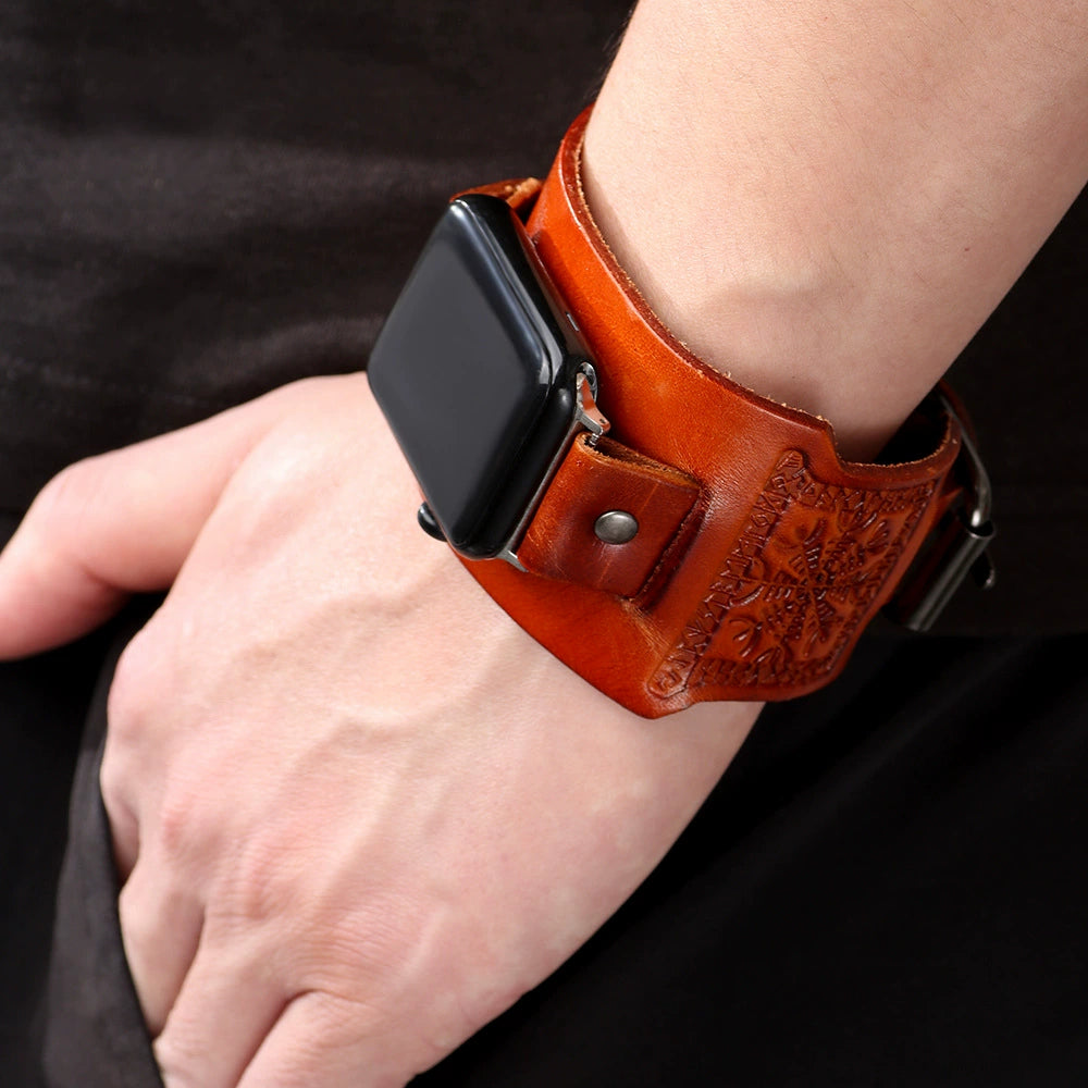 Fashion Watch Strap Genuine Leather Compass Totem Vintage Wristband Fo ...