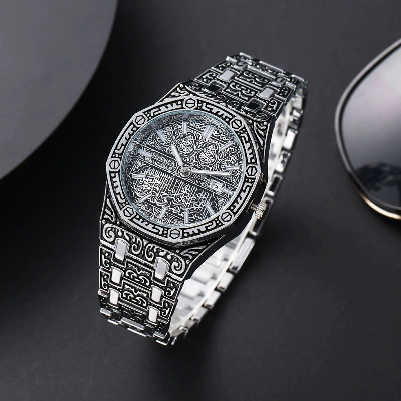 Fashionable Universal Quartz Watch Alloy Case Steel Band Octagonal Dial ...