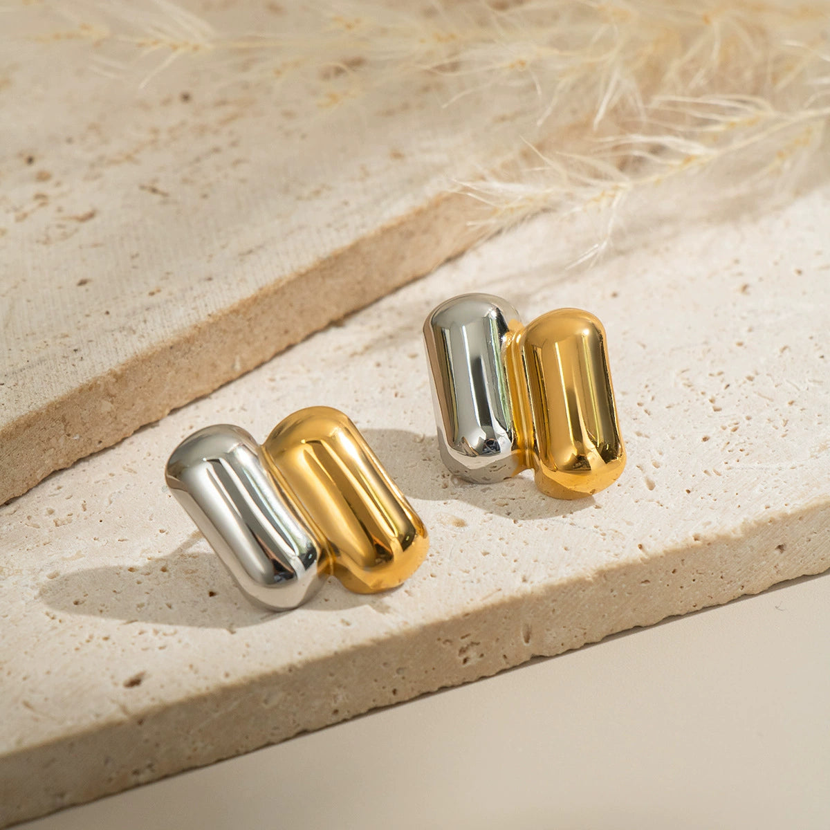 Geometric Trendy Fashion Colorblocking Texture Design Stainless Steel ...