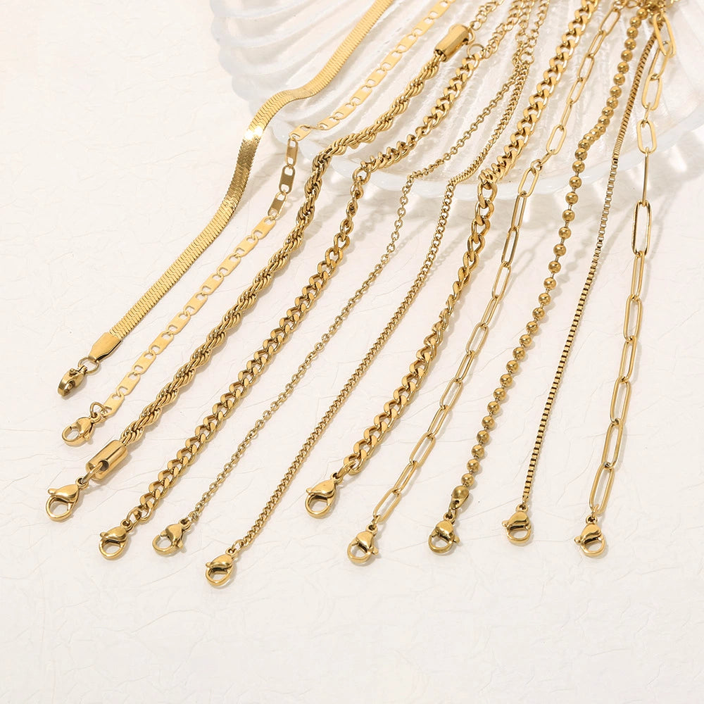 Goldplated Handmade Diy Trendy Bracelets With Snake Bone Chains Cuban ...