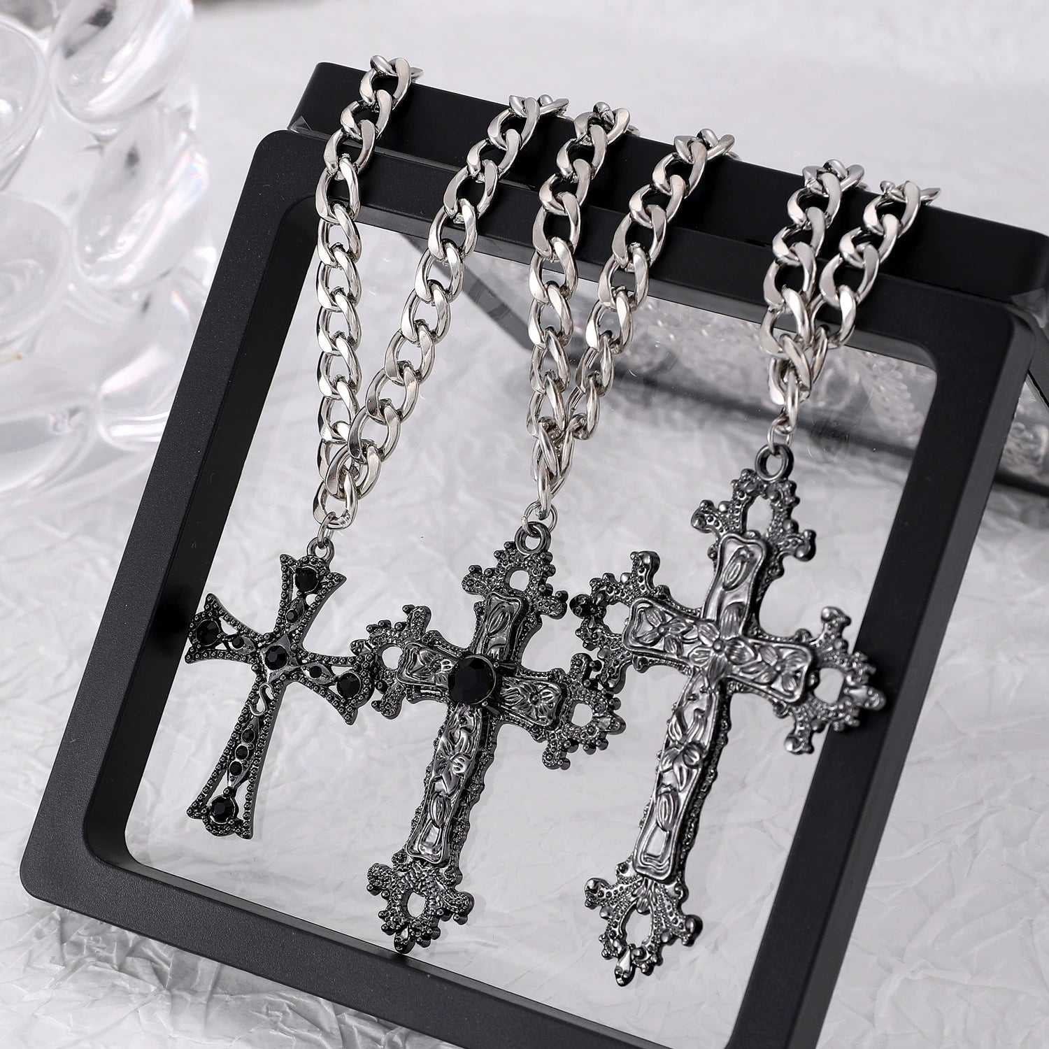 Gothic Vintage Punk Hiphop Cross Necklace For Unisex Alloy Material Wi ...