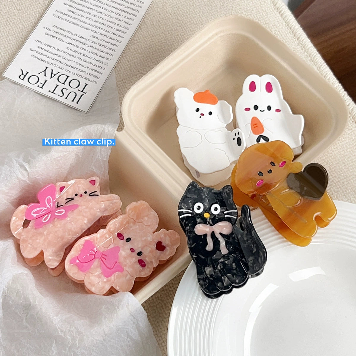 Hair Accessories Acetic Acid Handmade Cartoon Animals Style Hair Grab ...