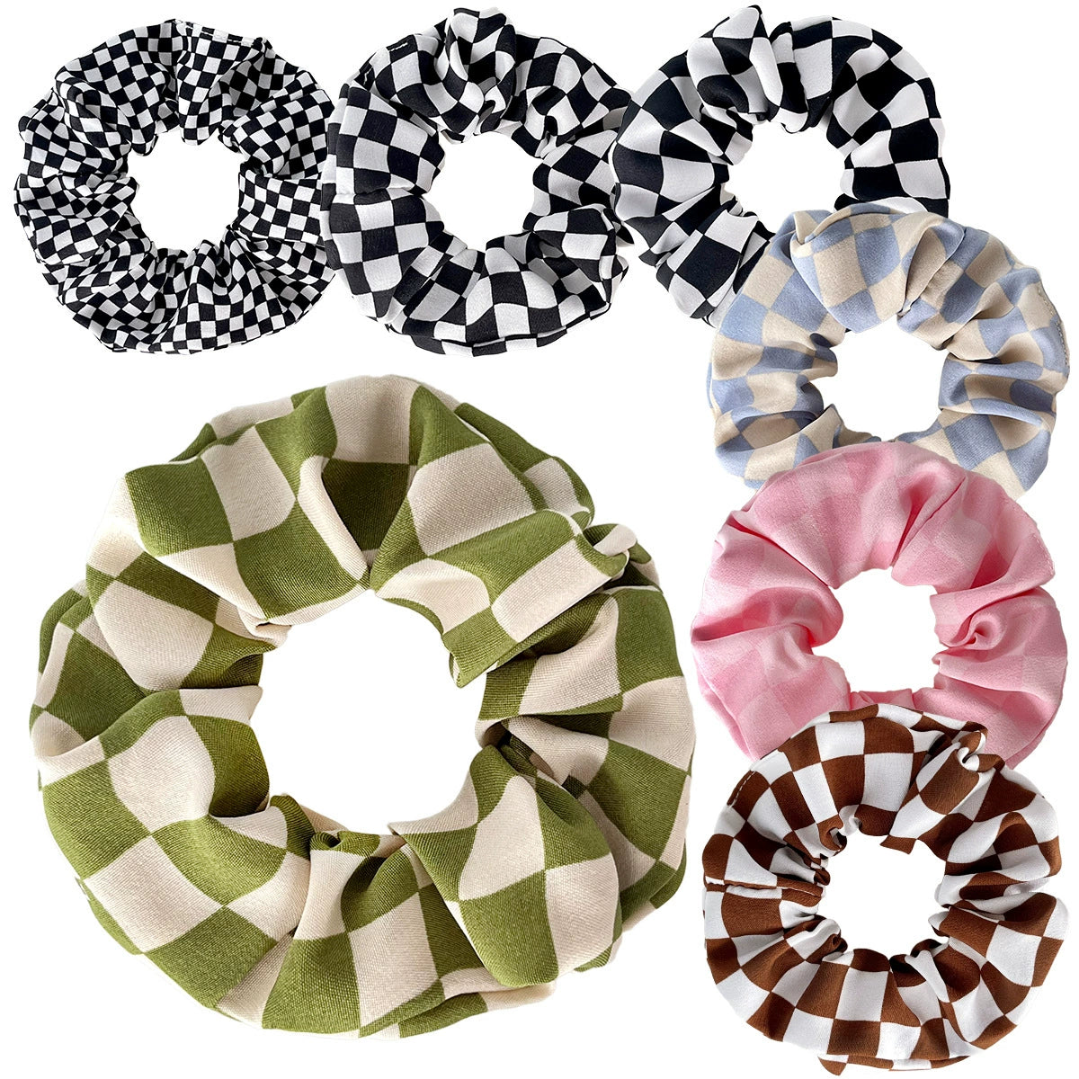 Hair Accessories Cloth Chiffon Geometric Checkerboard Bow Loop Style ...