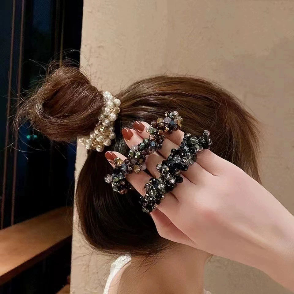 Hair Ring Crystal Handmade Rubber Tendon Female Elegant High Elasticity ...