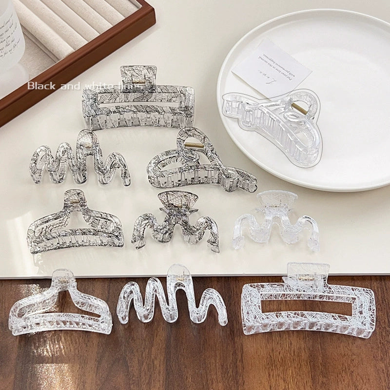 Handmade Acrylic Transparent Hair Grasp Clip With Lace Bow Pattern For ...