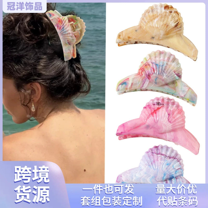 Head Clip Headwear Abs Imitation Acetic Acid Niche Marble Baking Paint ...