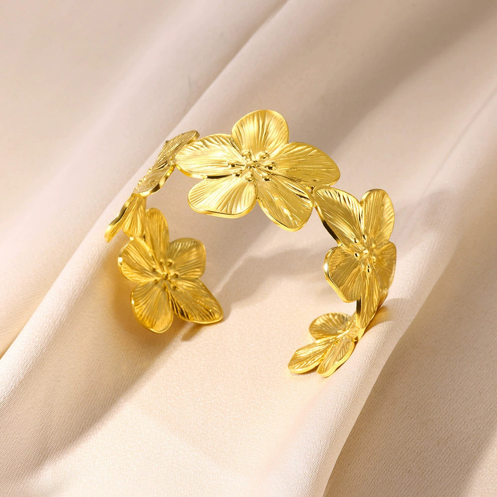 Highgrade Stainless Steel Plants And Flowers Opening Bracelet With ...