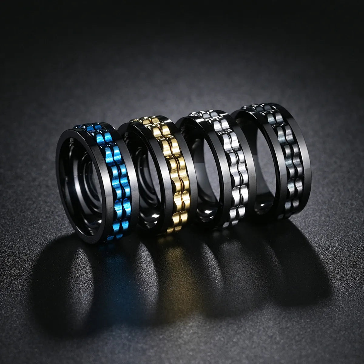 Wholesale hip-hop geometric titanium steel plating rings – GoodDiy