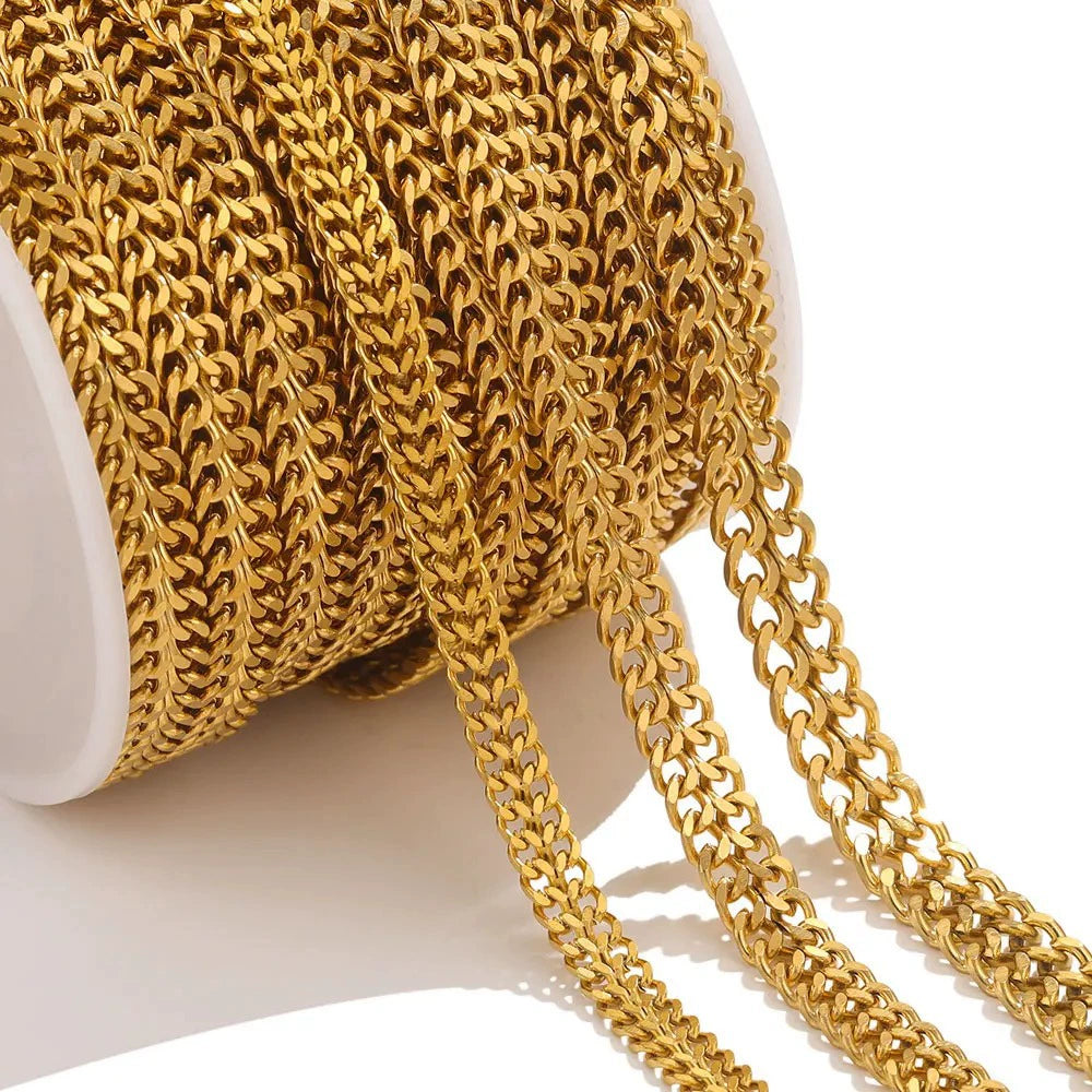Hiphop Stainless Steel Chain Double Woven Flat Grinding Electroplating ...