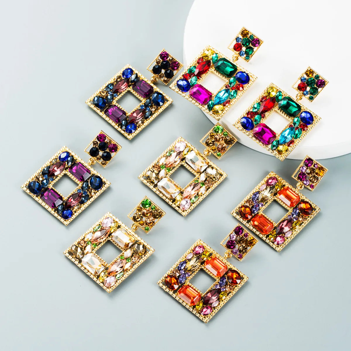 Wholesale hyperbole geometric shape inlaid glass drill hollowed alloy ...