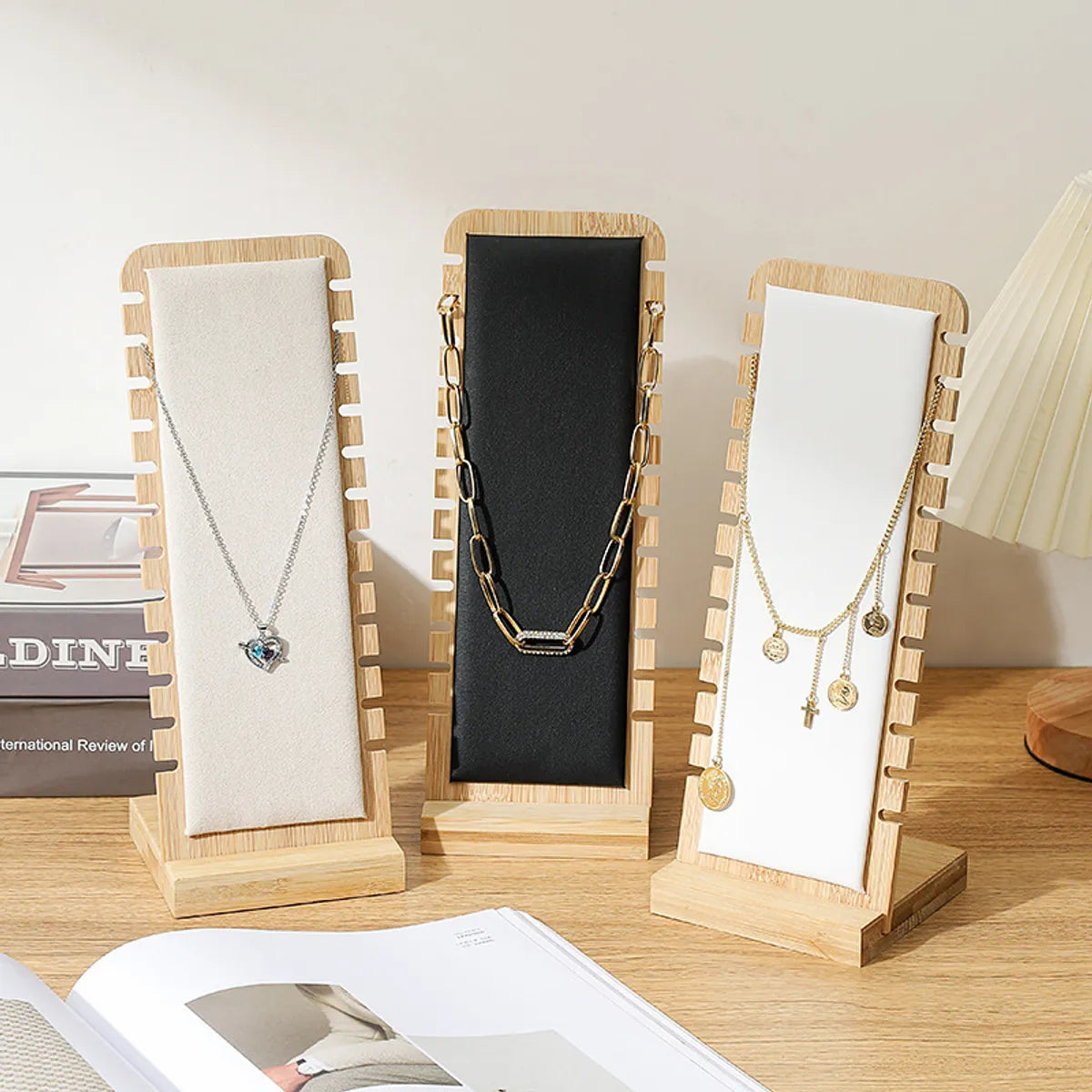 IG Style L Shape Bamboo Wood Flannel Patchwork Jewelry Rack – GoodDiy