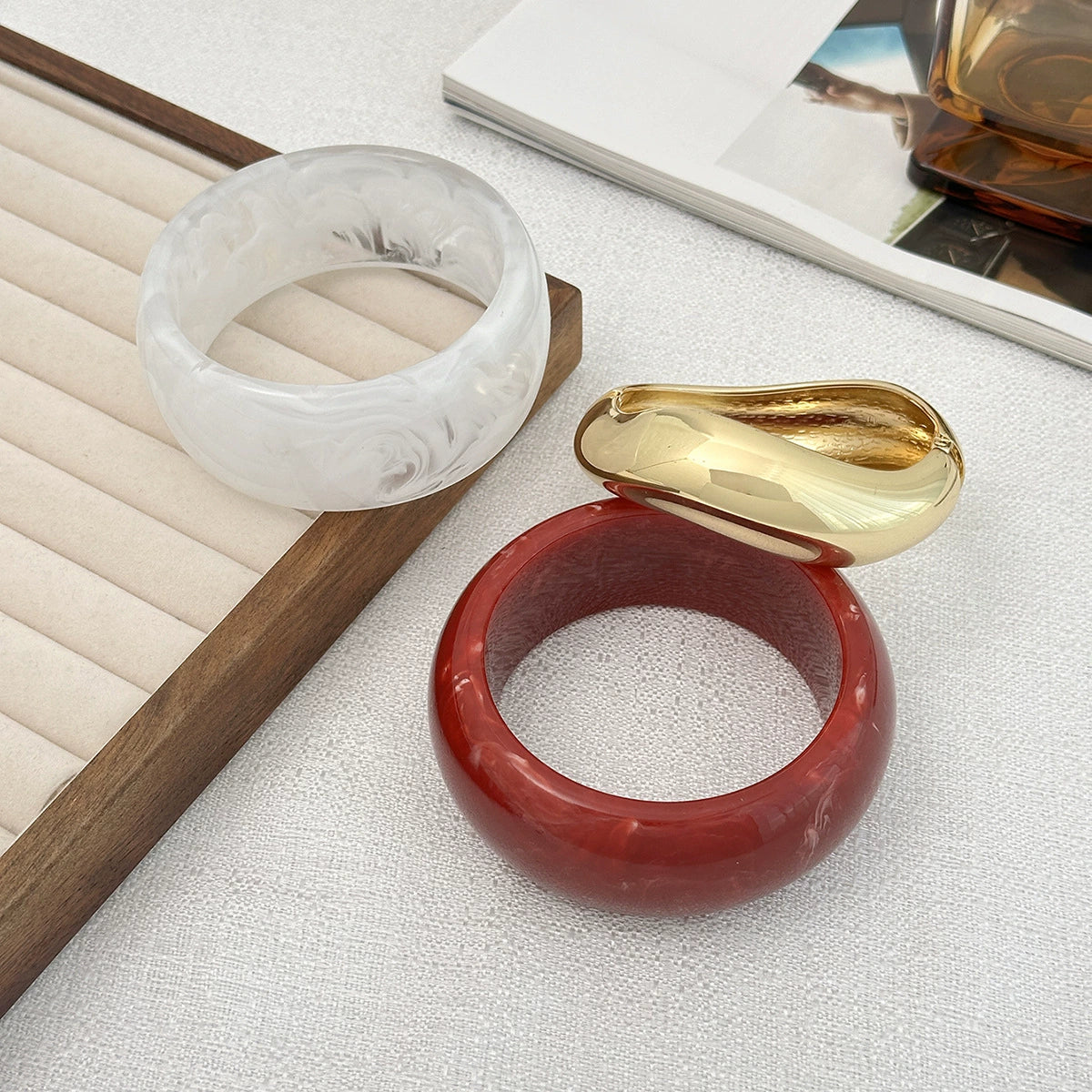 Jewelry Acrylic Handmade Asymmetrical Water Ripple Spring Bracelet ...