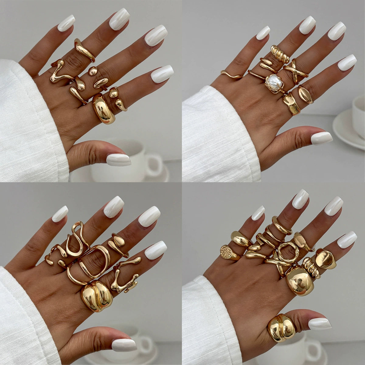 Jewelry Alloy Geometric Water Drop Hug Open Ring Electroplating For ...