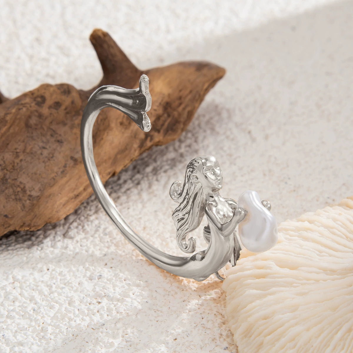 Jewelry Alloy Imitation Pearl Angel Mermaid Ear Clip Ins Style ...