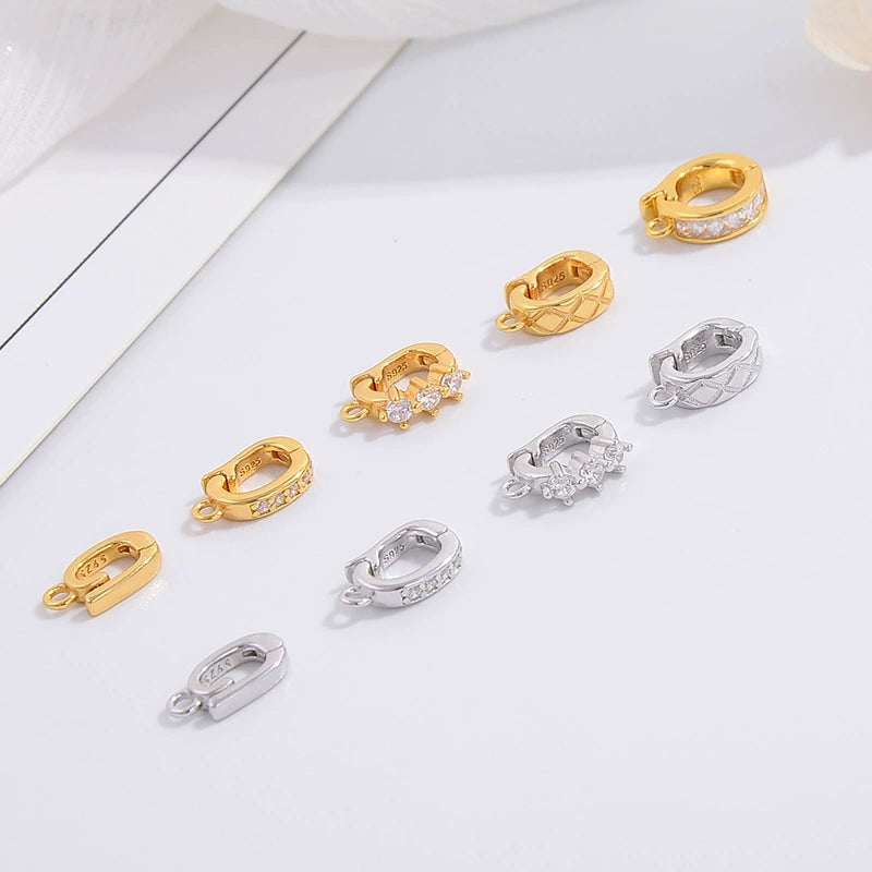 Jewelry Buckle 225 Silver Inlaid Zirconia Round Minimalist Geometric D ...