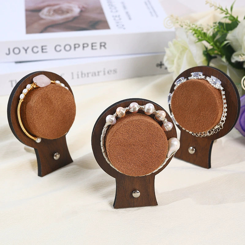 Jewelry Display Plate Geometric Wood Velvet Splicing Highend Storage ...