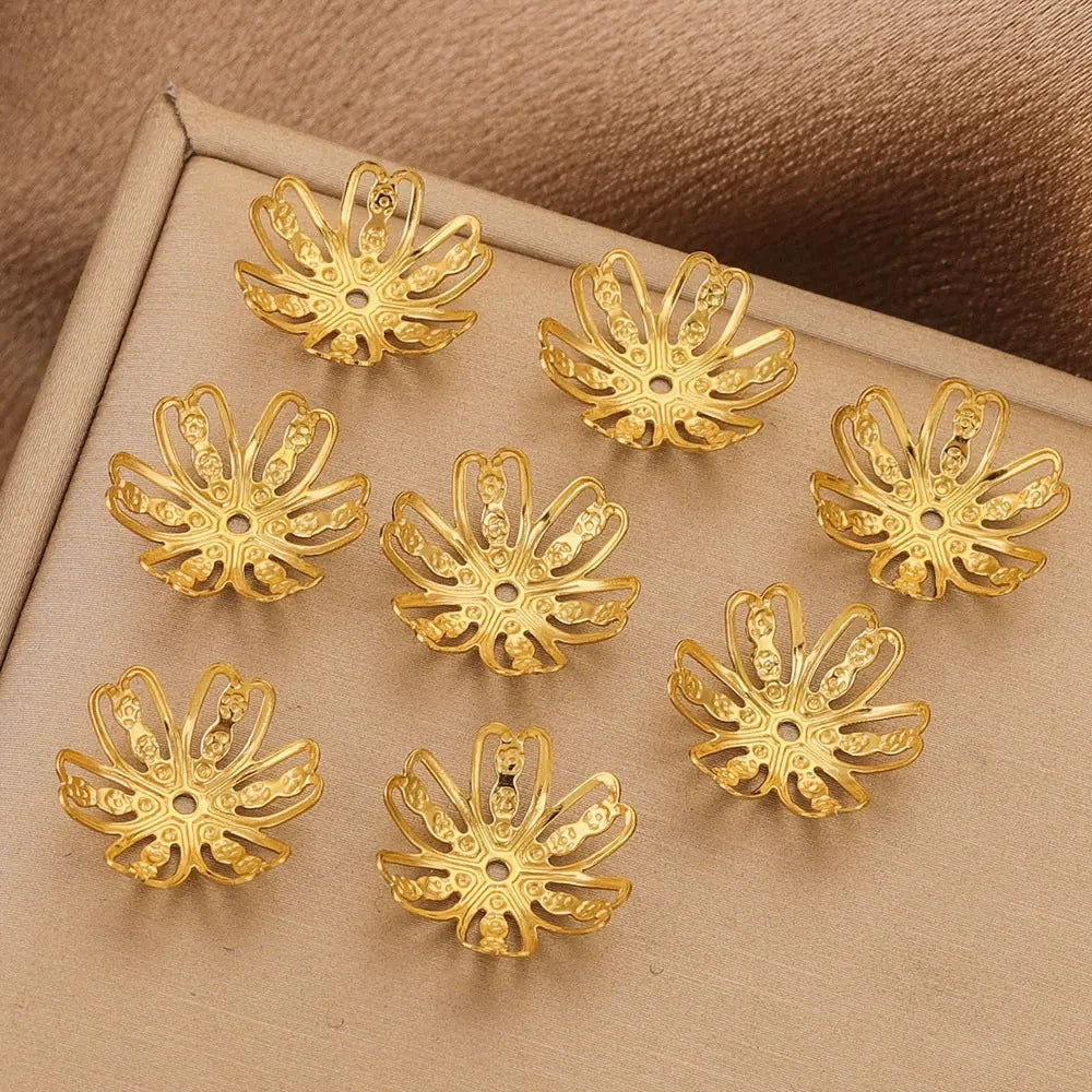 Jewelry Making Stainless Steel Six Petal Bead Cap Gasket With Totem ...